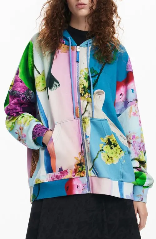 Desigual Airplane Cotton Hoodie - Blue Mix