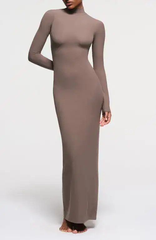 chinese dress ladies Dark Pine Long Sleeve Mock Neck Mini Sweater Dress main image 0