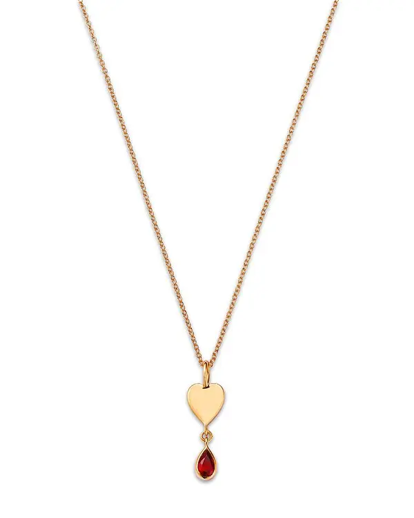 Moon Meadow 14k Yellow Gold Garnet Polished Heart Pendant