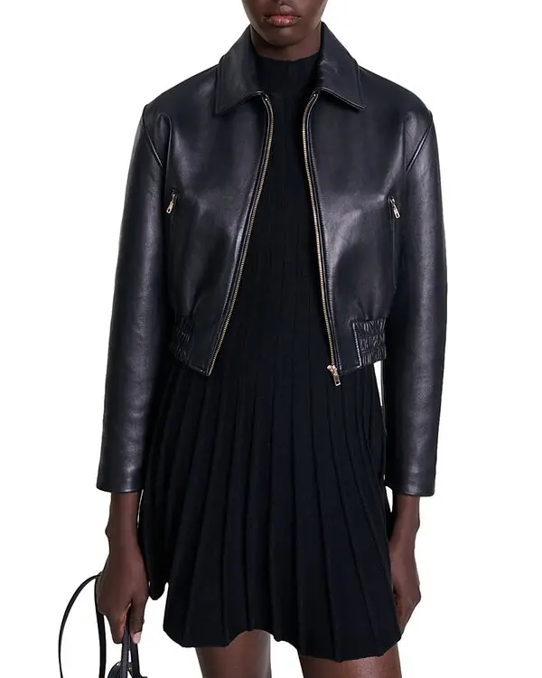 Maje Basaly Leather Jacket - Black
