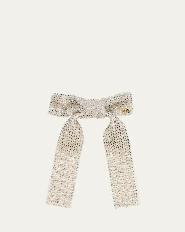 Lele Sadoughi Margot Beaded Bow Barrette - Silver