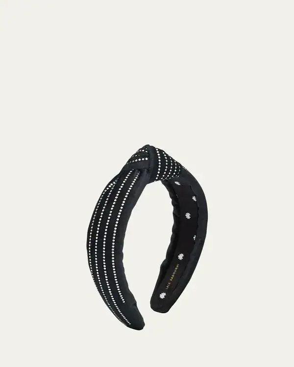 Lele Sadoughi Crystal Pinstriped Knotted Headband - Jet  display picture 3
