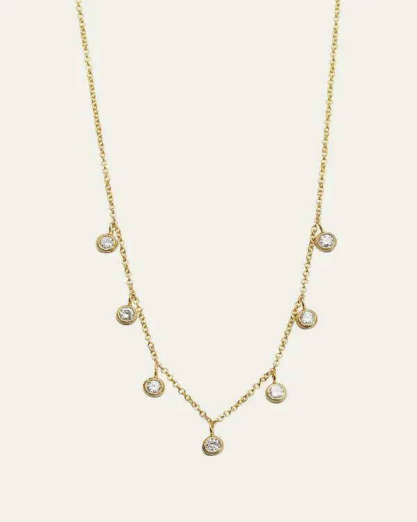 JENNIFER MEYER Mini 7-bezel Dangle Necklace - Gold
