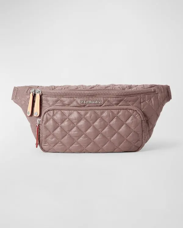 Mz Wallace Metro Sling Quilted Nylon Shoulder Bag - Purple