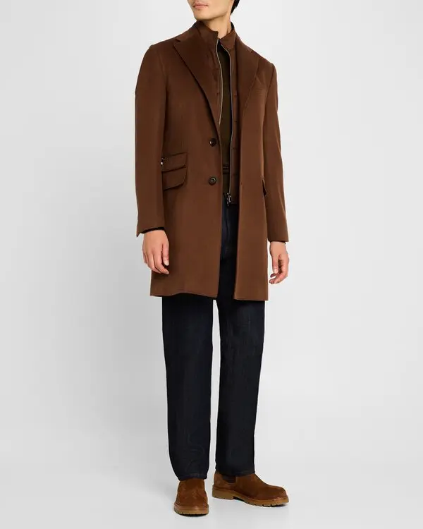 Corneliani Wool Topcoat With Detachable Bib