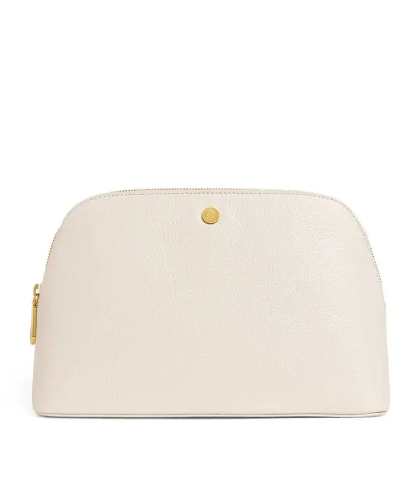 Harrods Large Pebbled Leather Cosmetics Bag - Ivory
