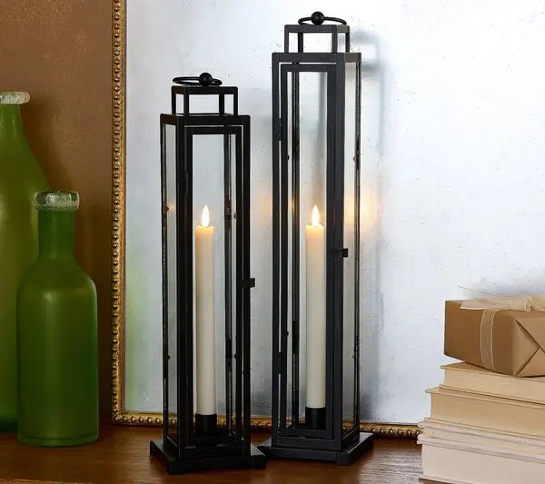 HOME REFLECTIONS As Is Indoor/outdoor Set/2 Taper Lanterns