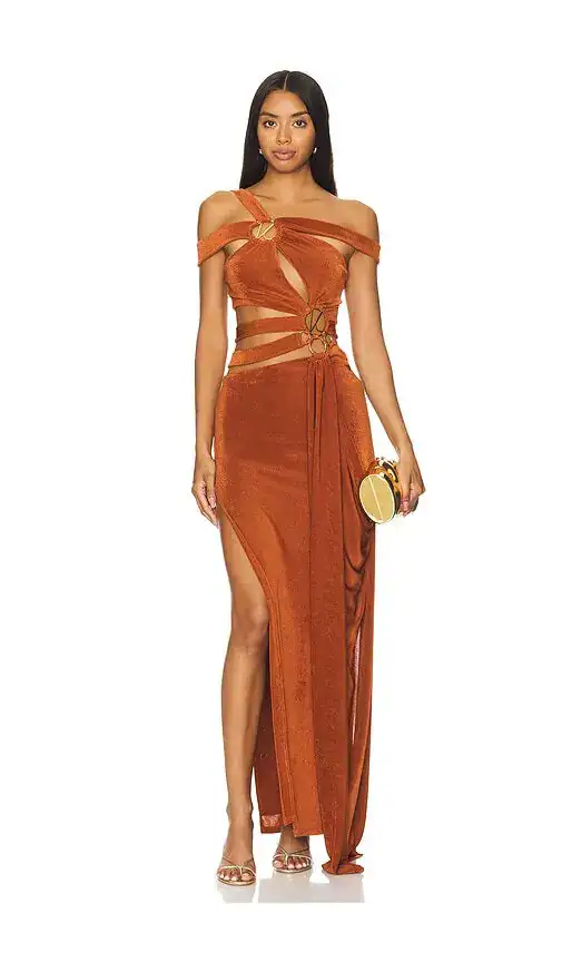 Khanums Slinky Maxi Dress In Terracotta - 54% Off | Editorialist