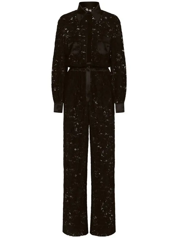 Dolce & Gabbana Lace Long Sleeve Jumpsuit - Black