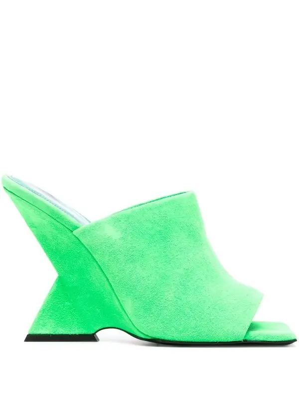 Attico Cheope Suede Mules - Green