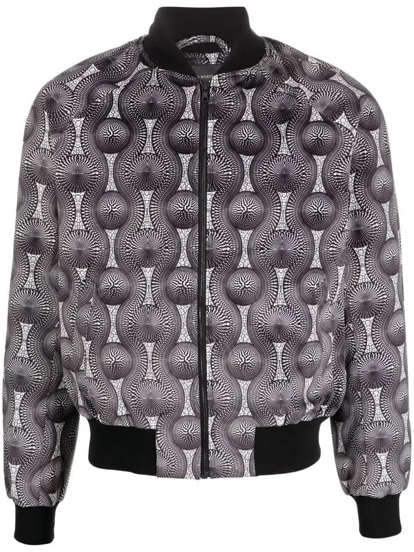 Ozwald Boateng Printed Velvet Bomber Jacket