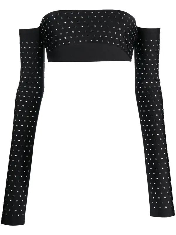 Andamane Lexi Crystal Crop Top - Black