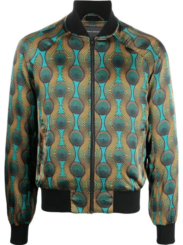 Ozwald Boateng Printed Silk Bomber Jacket