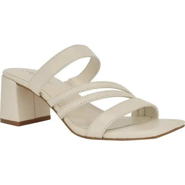 Calvin Klein Leather Slide Sandals - Ivory