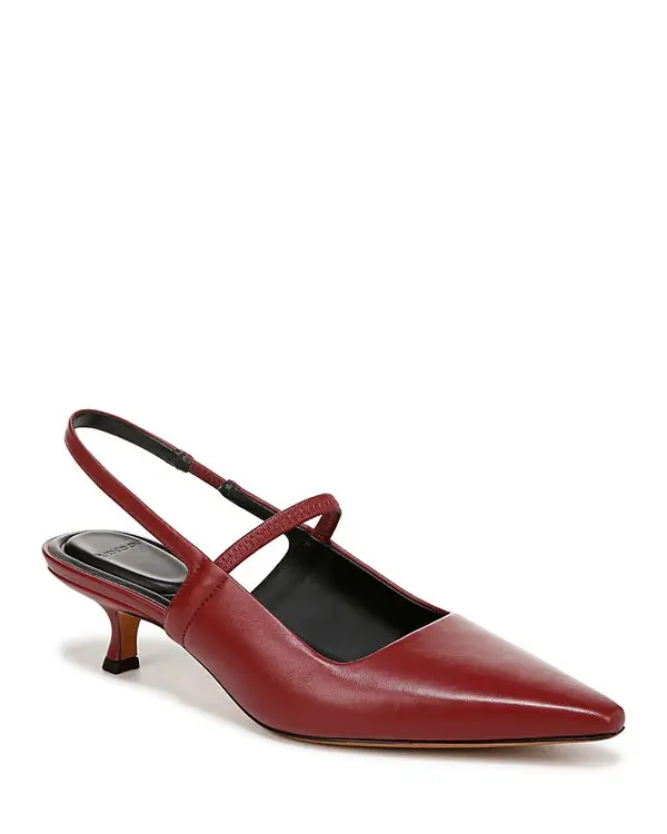 Vince Venice Kitten Heel Pumps - Crimson Red Leather
