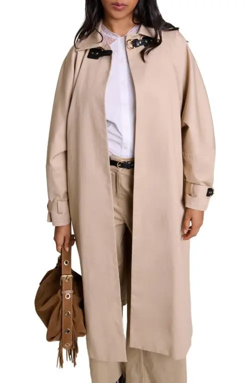 Maje Long Trench Coat - Beige Light