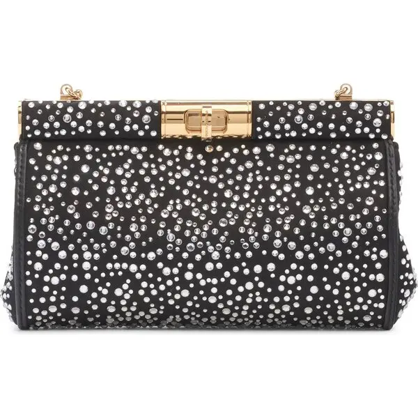 Dolce & Gabbana Marlene Crystal Embellished Shoulder Bag - Crystal/ Nero
