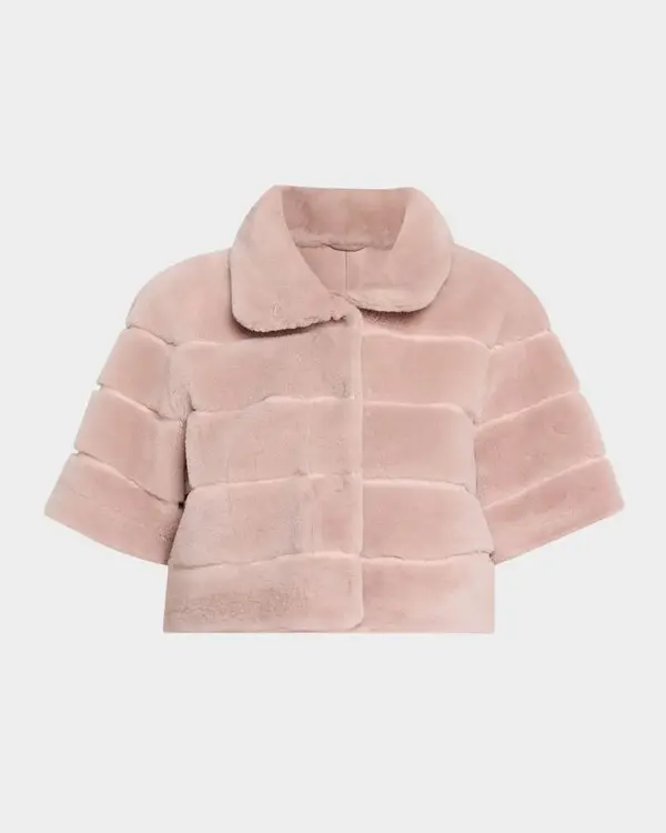 Gorski Reversible Lamb Shearling Bolero Jacket - Blush