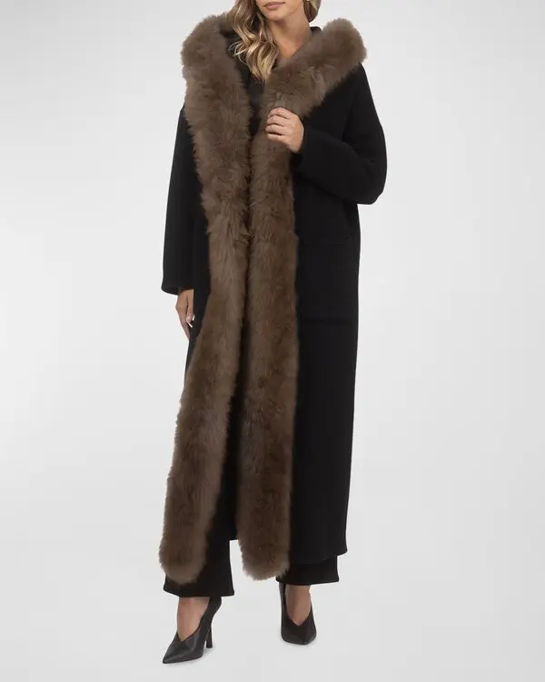 Gorski Cashmere Wrap Parka Jacket With Cashmere Goat Trim