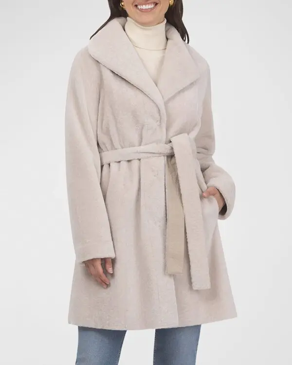 Gorski Textured Lamb Shearling Reversible Stroller Coat - Cream