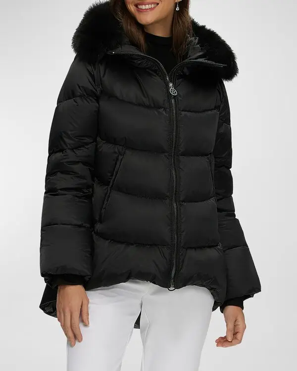 Gorski Apres-ski Jacket With Detachable Toscana Lamb Shearling Hood Trim - Black