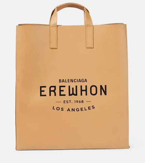 Balenciaga Erewhon Leather Tote Bag - Black | Editorialist