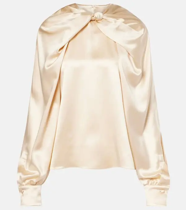 Max Mara Key Torchon Silk Satin Blouse - Neutrals