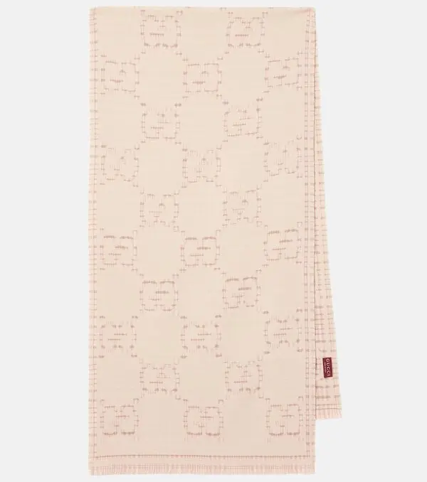 Gucci Gg Wool-blend Jacquard Scarf - White