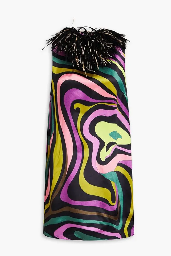 Emilio Pucci Fringed Printed Satin Mini Dress