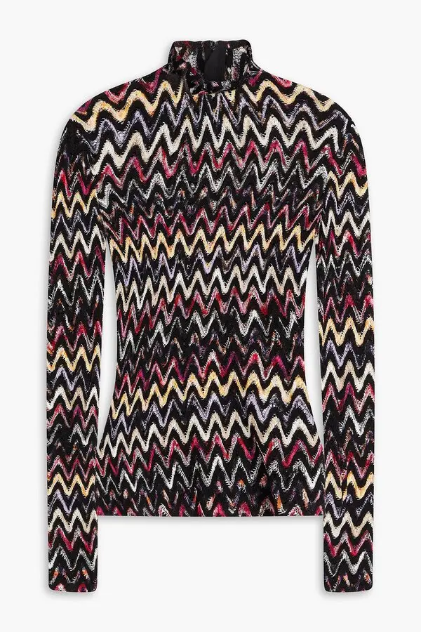 Missoni Crochet-knit Wool-blend Turtleneck Sweater