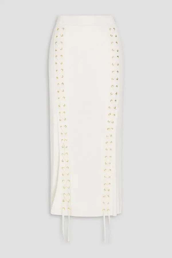 Zimmermann Lace-up Ribbed-knit Midi Skirt