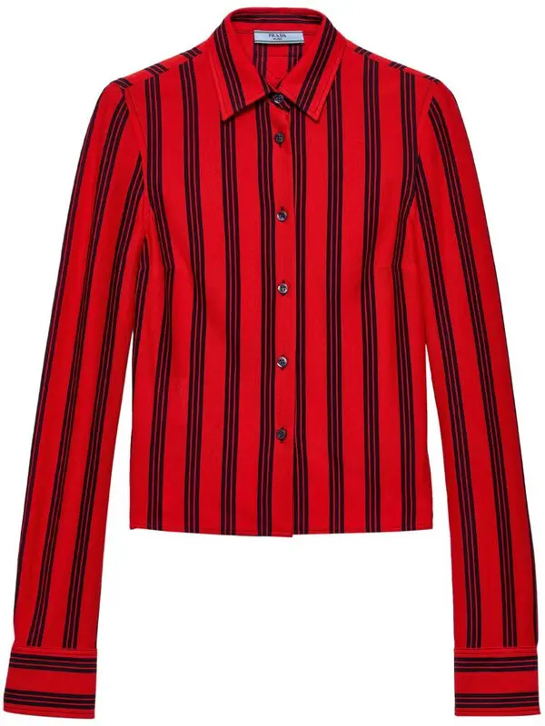 Prada Striped Piqué Shirt - Red