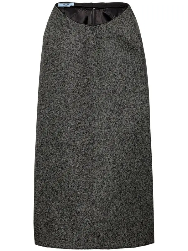 Prada Mouliné Midi Skirt - Grey