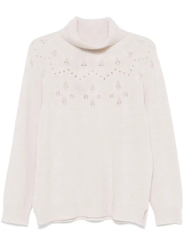TWINSET Roll Neck Lurex Jumper - White