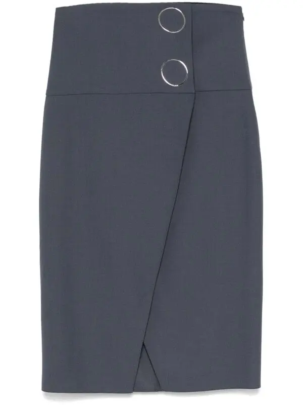 Patrizia Pepe Buttoned Midi Skirt - Blue