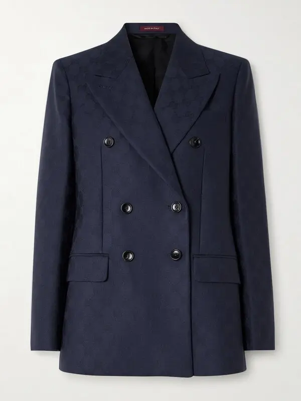 Gucci Double-breasted Wool-jacquard Blazer - Blue