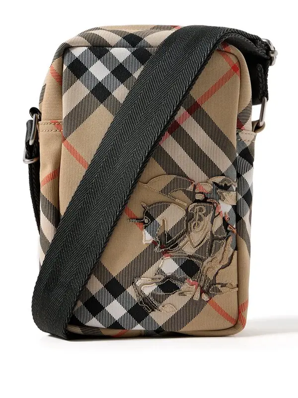 Burberry Logo-appliquéd Checked Canvas Messenger Bag