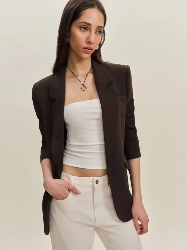 REFORMATION Parker Oversized Blazer - Mole