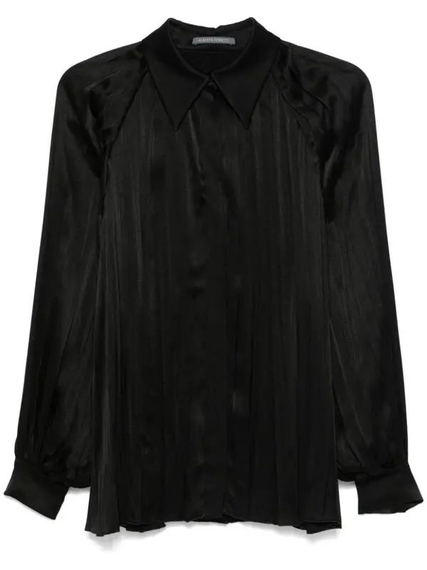 Alberta Ferretti Pleated Satin Shirt - Black