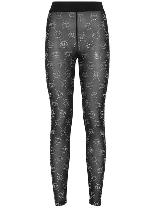 Philipp Plein Monogram-pattern Leggings - Black