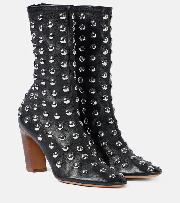 Khaite Apollo 85 Studded Leather Ankle Boots