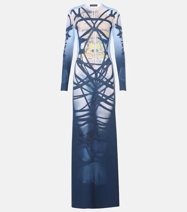 Y/project Printed Maxi Dress - Blue