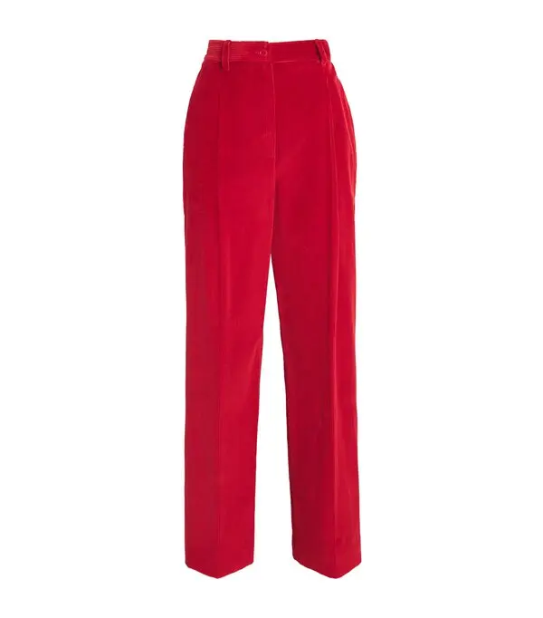 Max Mara Corduroy Straight Trousers - Red
