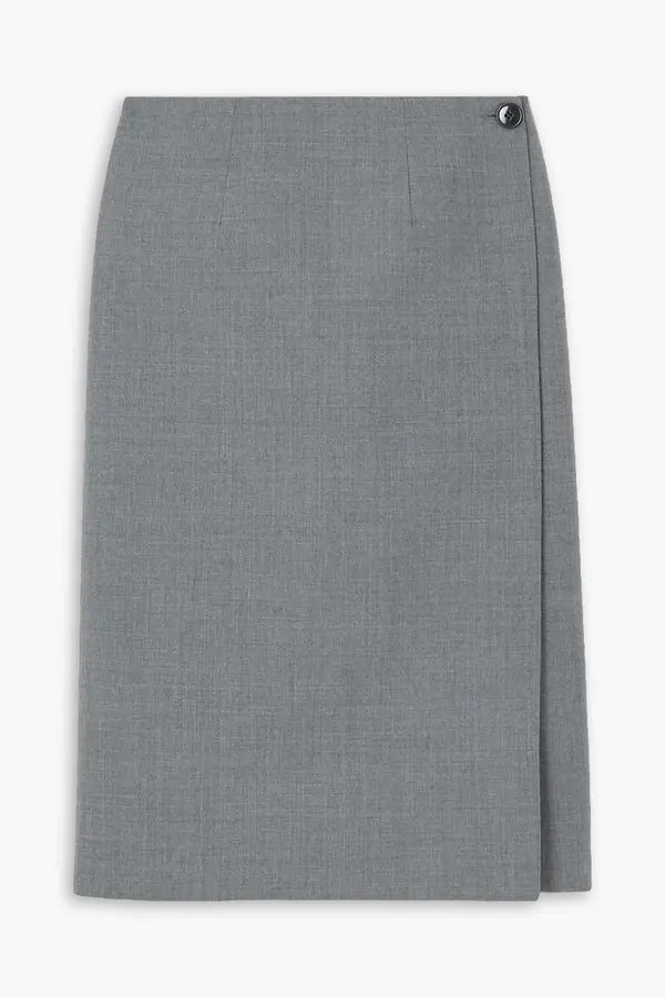 Marie Adam-Leenaerdt Reversible Wool Midi Wrap Skirt - Gray