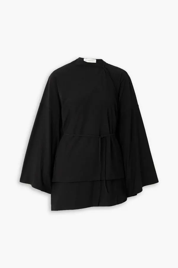 Marie Adam-Leenaerdt Belted Stretch-crepe Wrap Blouse
