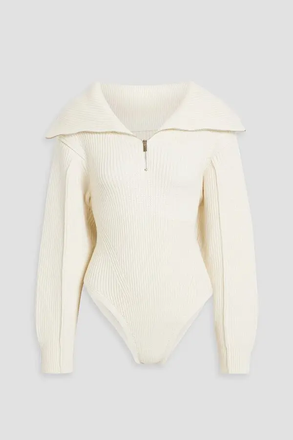 Jacquemus Ribbed Merino Wool Half-zip Bodysuit
