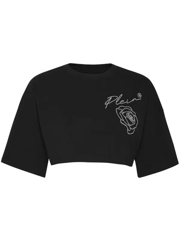 Philipp Plein Roses Crop Top - Black