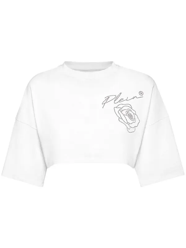 Philipp Plein Roses Cropped T-shirt - White