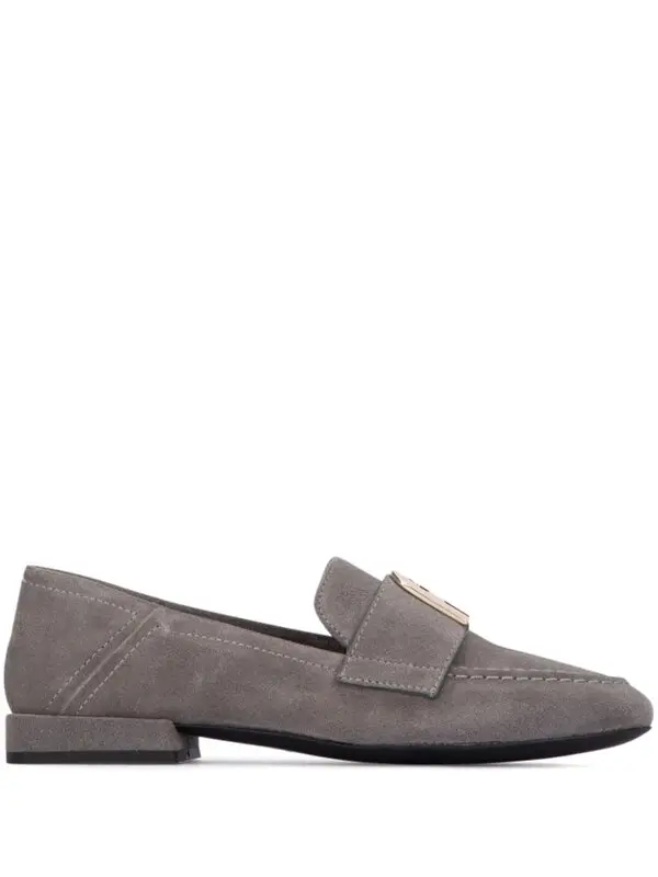Furla Plaque Suede Loafers - Grey