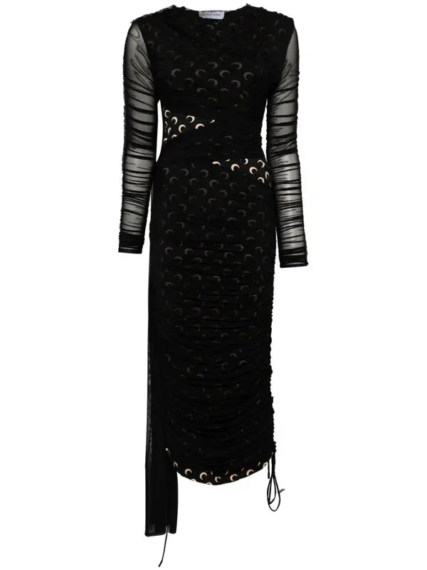 MARINE SERRE Crescent Moon Print Draped Dress